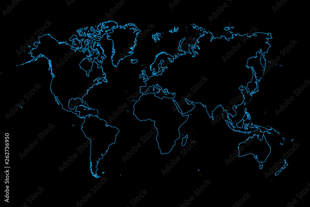 blue map of the world on black background Stock Illustration | Adobe Stock