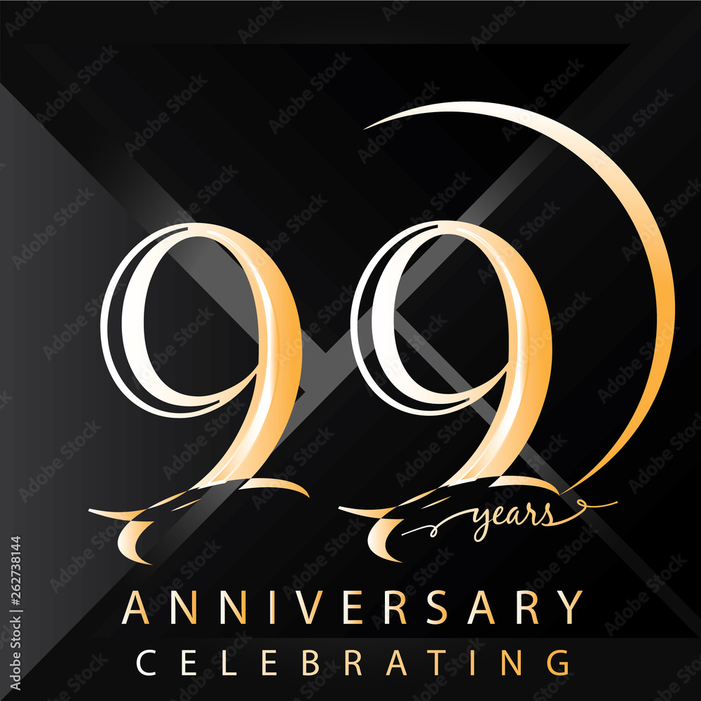 Anniversary 99 years numbers. Poster template for Celebrating 99 years ...