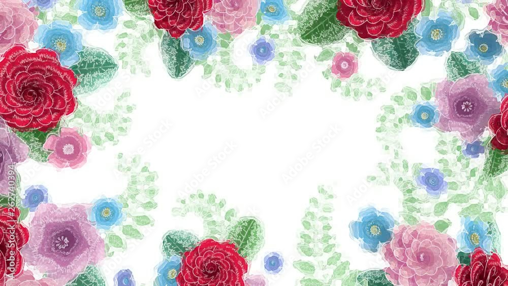 Watercolor drawing flowers growing, appearing, botanical background ...