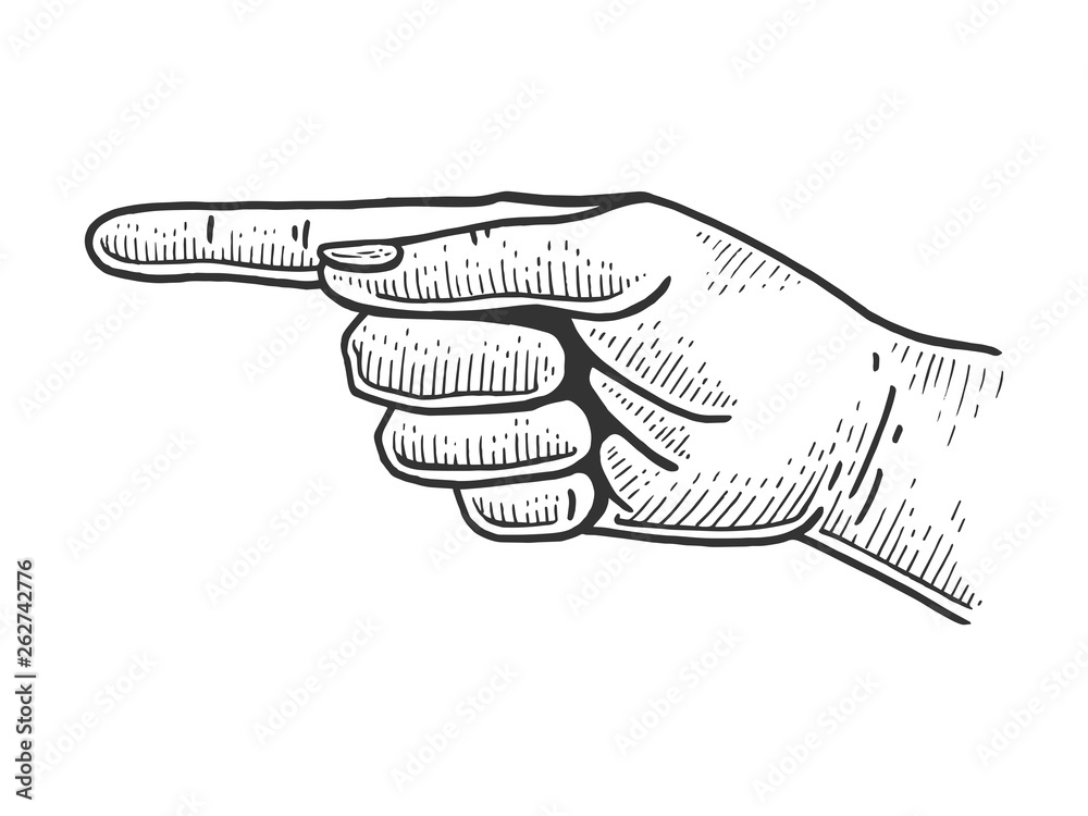 Hand pointer with forefinger index finger sketch engraving vector ...