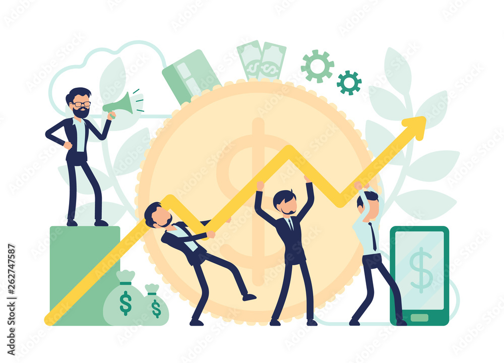 Economist team working together. Male efficient experts in economics ...