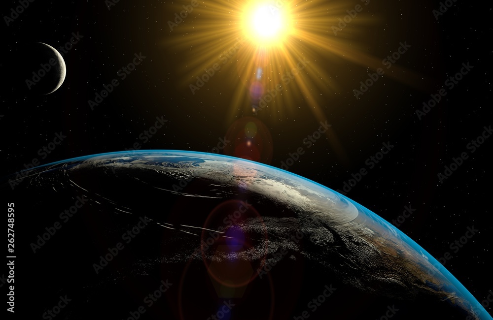 Lens flare, outer space earth, moon, eclipse Stock Illustration | Adobe ...