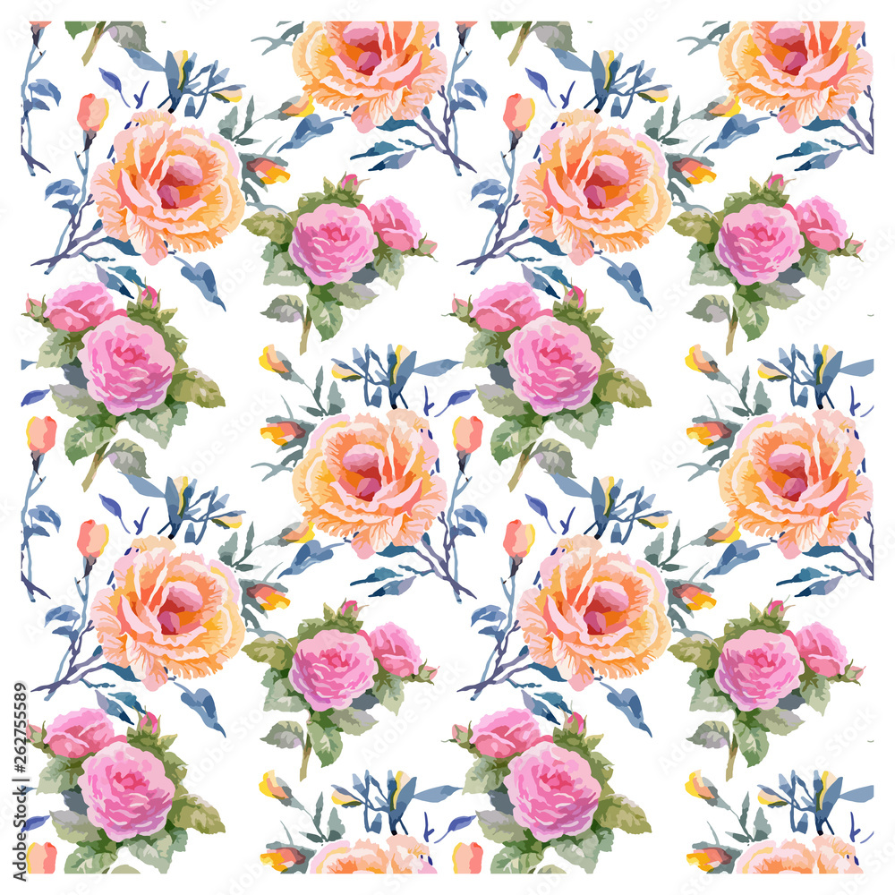 watercolor flower pattern background vector template Stock Vector ...