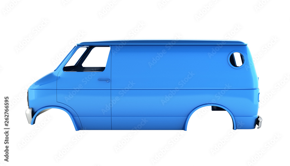 body van with no wheel isolated on white background 3d side view no ...