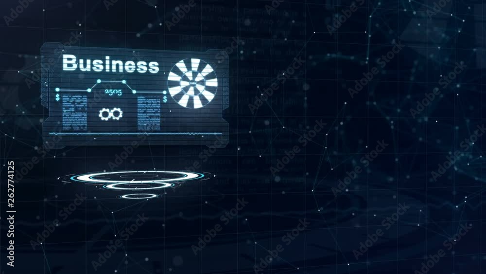 Three moving circles are on focus, then abstract business card is ...