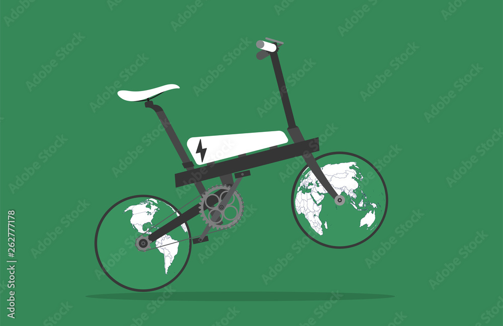 Cartoon picture with Electric Scooter, Electric Bike, Eco alternative ...
