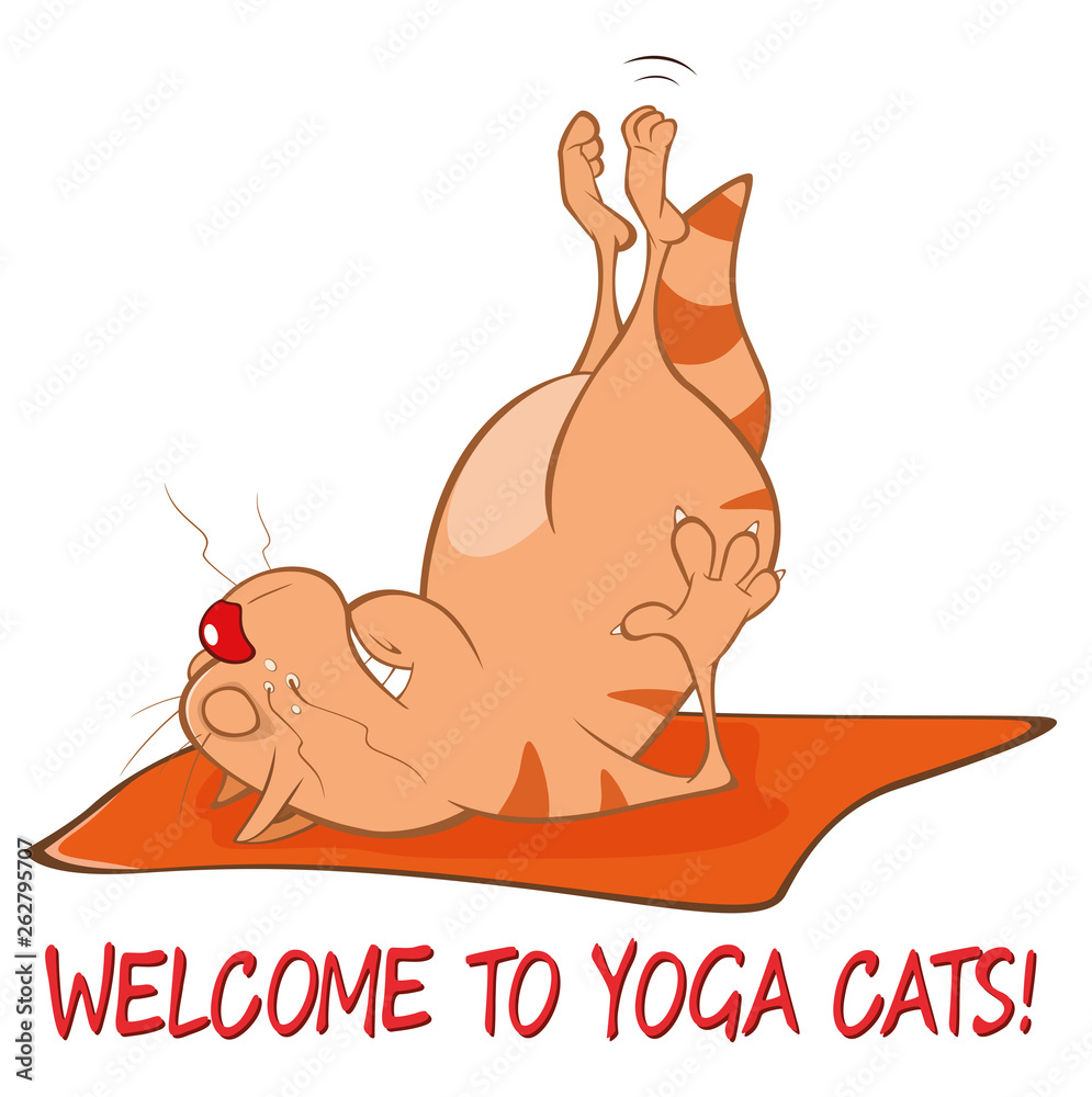 Essential Yoga Poses for Cats. Vector Illustration of a Cute Cat ...