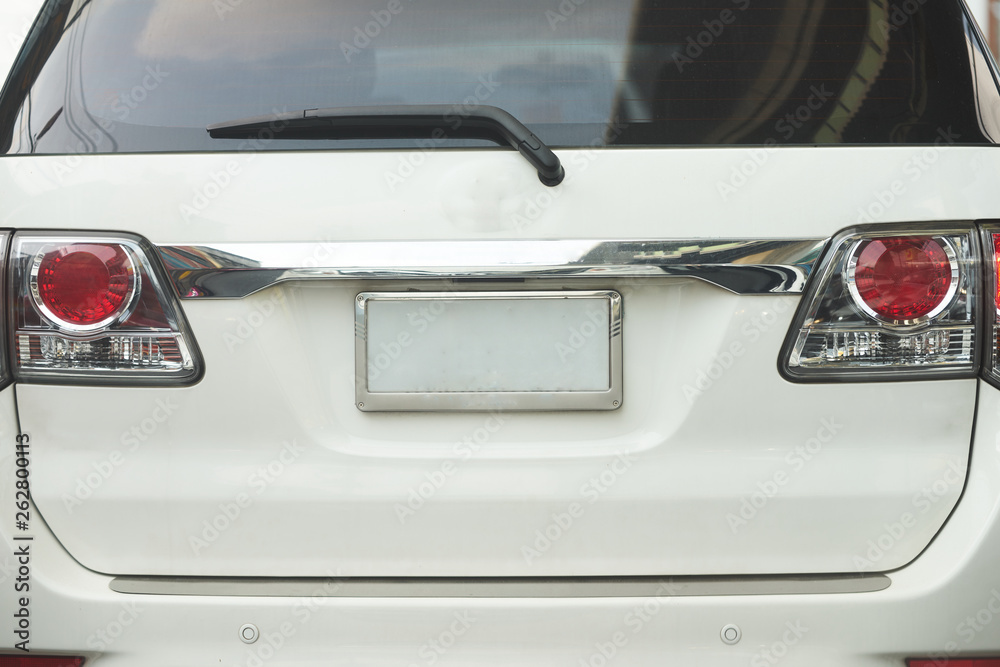 Rear aspect or back view of SUV car and plate in day time on road Stock ...