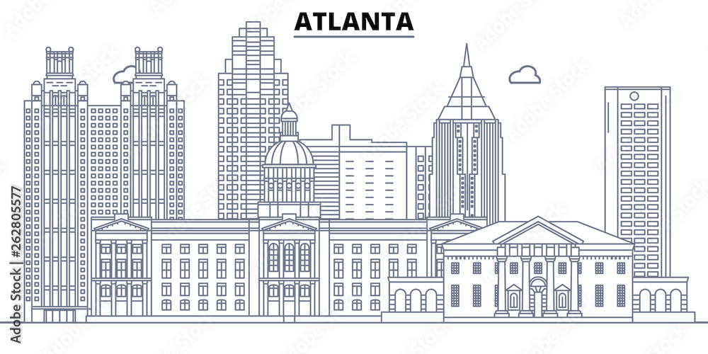 Atlanta,United States, flat landmarks vector illustration. Atlanta line ...