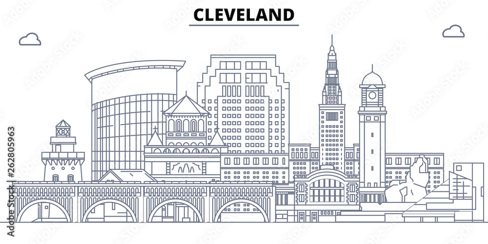 Cleveland,United States, flat landmarks vector illustration. Cleveland ...