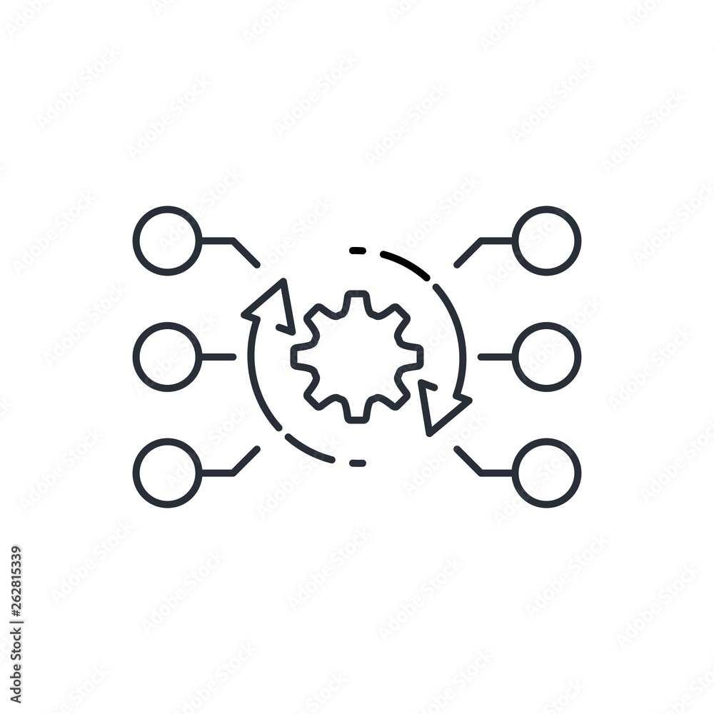 Multi channel, strategy, marketing. Vector linear icon. Stock Vector ...