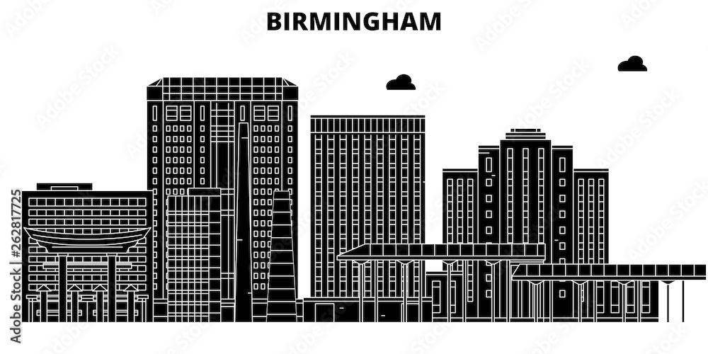 Birmingham , United States, outline travel skyline vector illustration ...