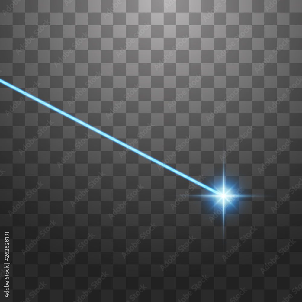 Abstract blue laser beam. Isolated on transparent black background ...