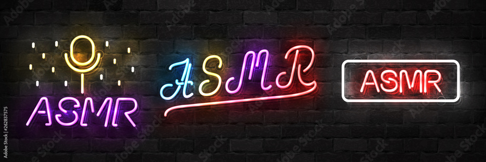 Vector realistic isolated neon sign of ASMR logo for template ...