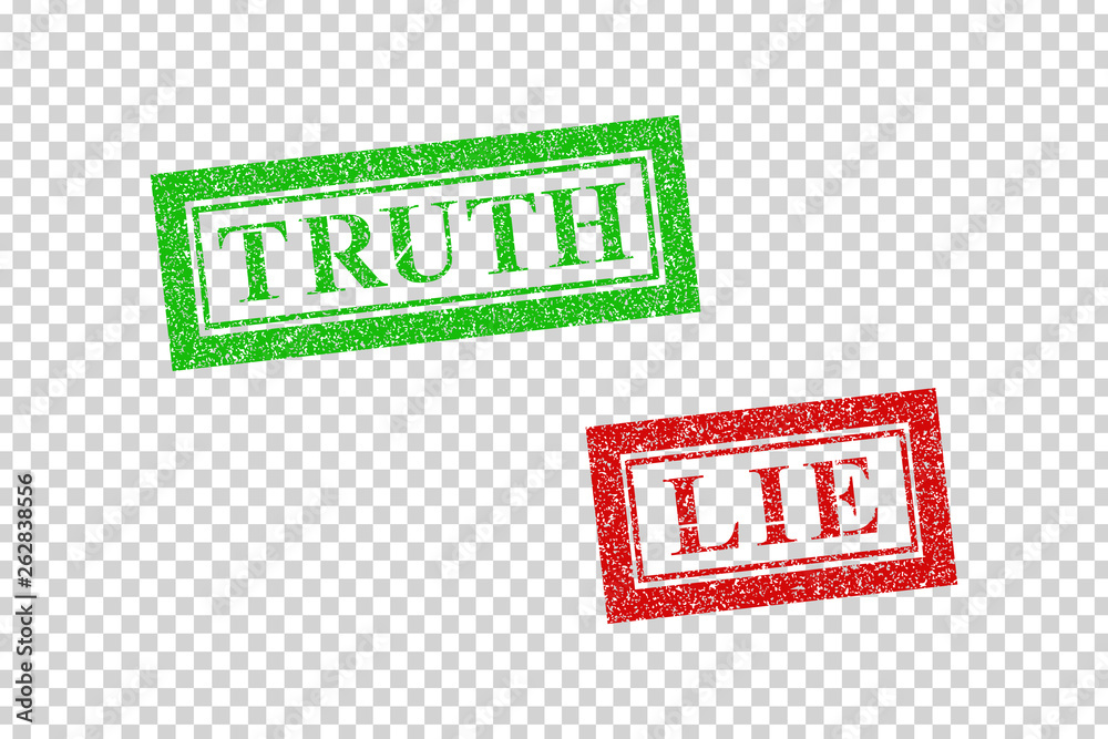 Vector realistic isolated red rubber stamp of Truth and Lie logo for ...