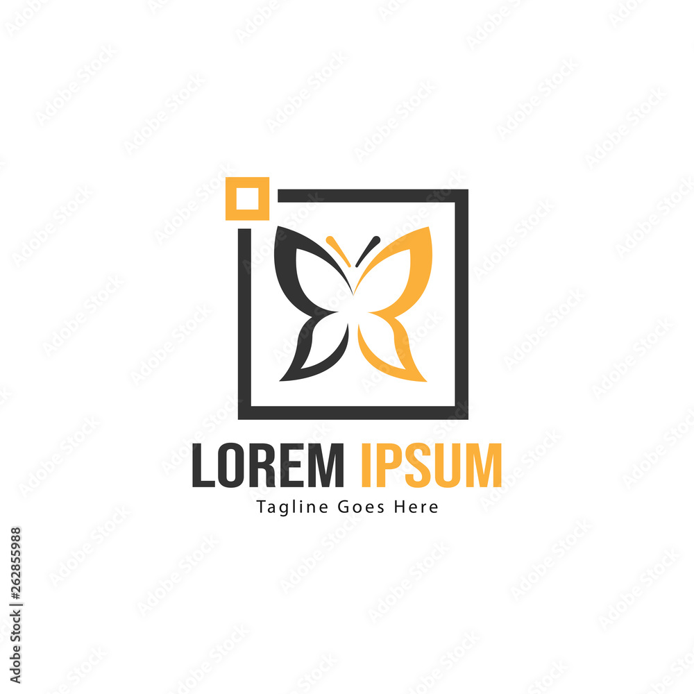 Butterfly logo template design. Butterfly logo with modern frame Stock ...