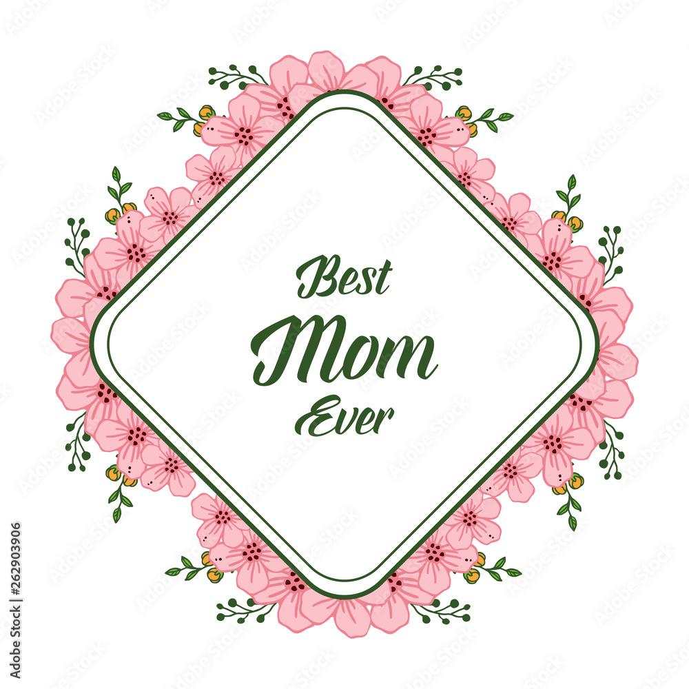 Vector illustration art pink wreath frame with invitation card i love you mom Stock Vector ...