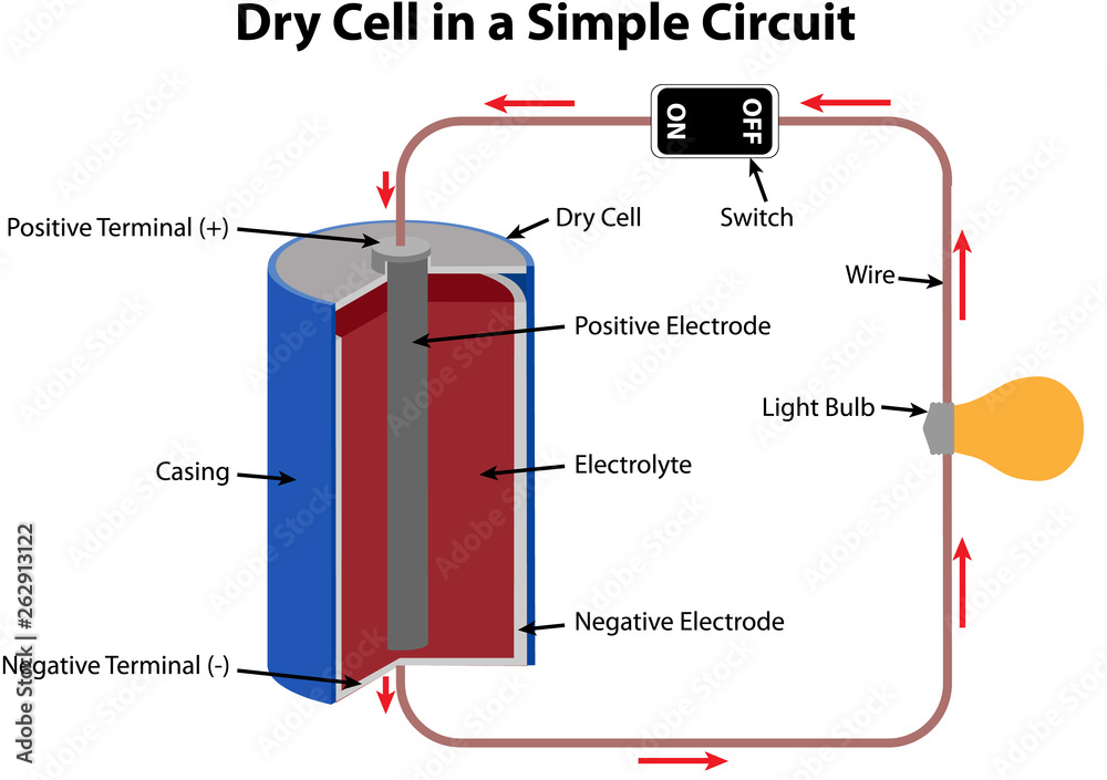 Vetor de Dry Cell Circuit Diagram do Stock | Adobe Stock