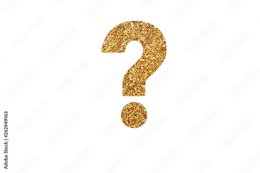 Question mark. Letters and Numbers from golden grains of sand. English ...