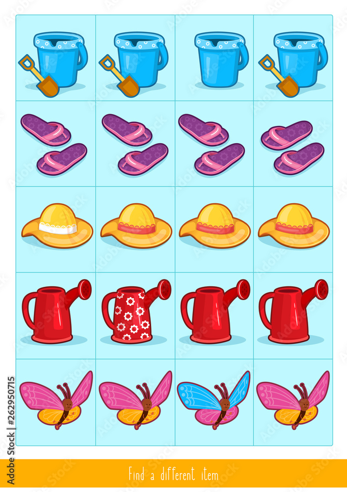 Educational children game Logic game for kids. Find differences. Stock ...
