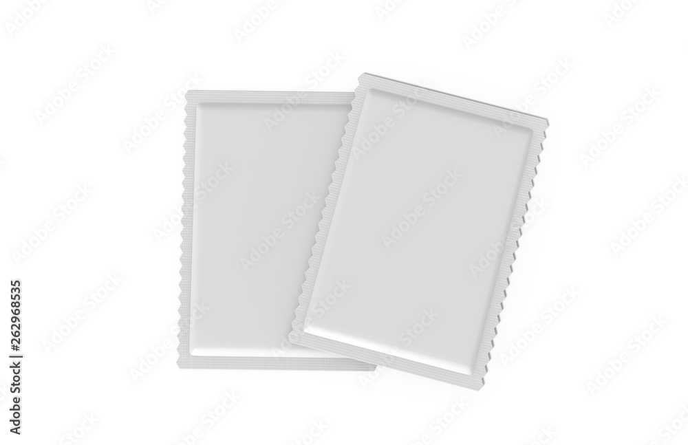 White blank sachet packaging for food, cosmetics and medicines, mock up ...