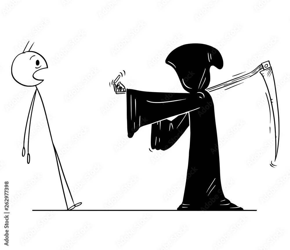 Cartoon stick figure drawing conceptual illustration of man ordered by ...