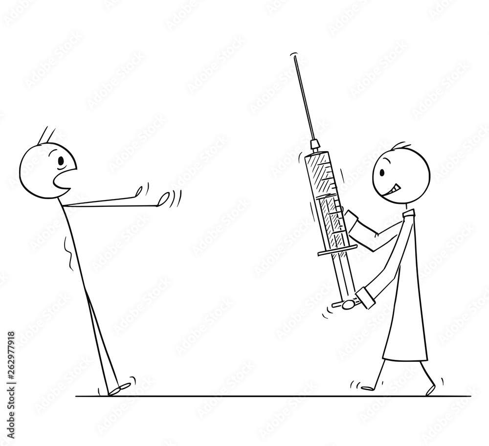 Cartoon stick figure drawing conceptual illustration of man stunned in ...