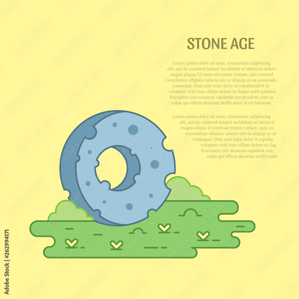 Vector line art stone wheel illustration and text Stock Vector | Adobe ...