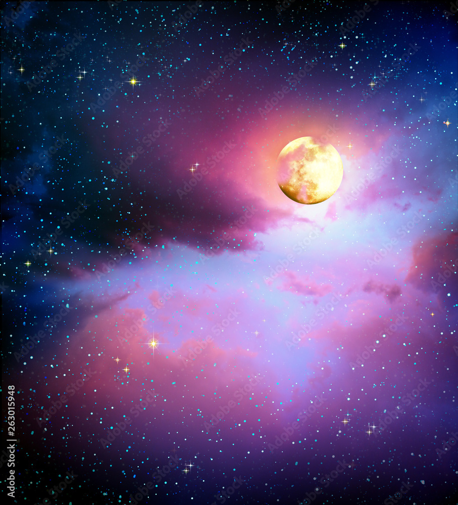 Full Moon With Stars Wallpaper