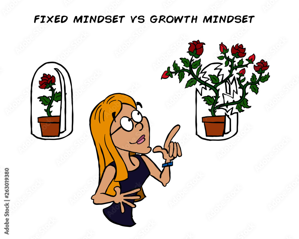 growth mindset fixed mindset cartoon Stock-Vektorgrafik | Adobe Stock