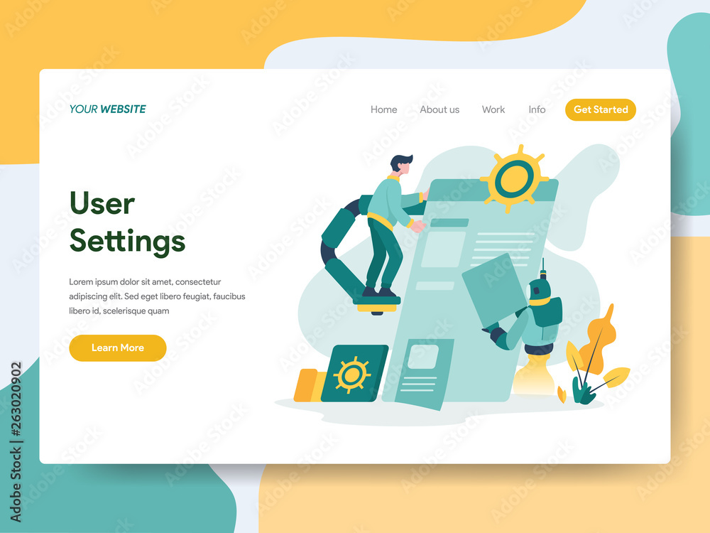 Landing page template of User Settings Illustration Concept. Modern ...