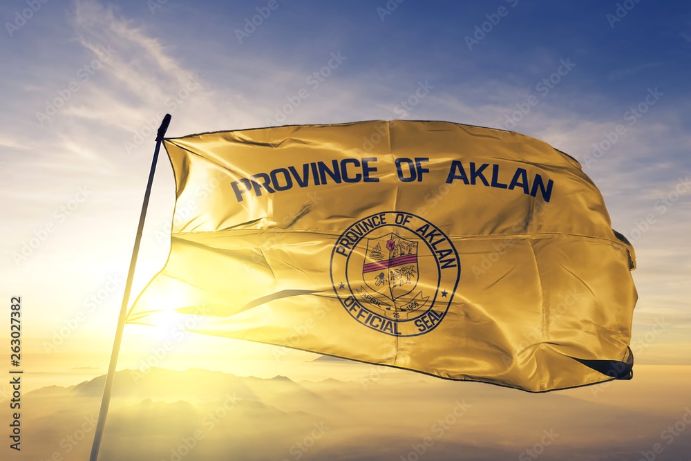 Foto de Aklan province of Philippines flag waving on the top sunrise ...