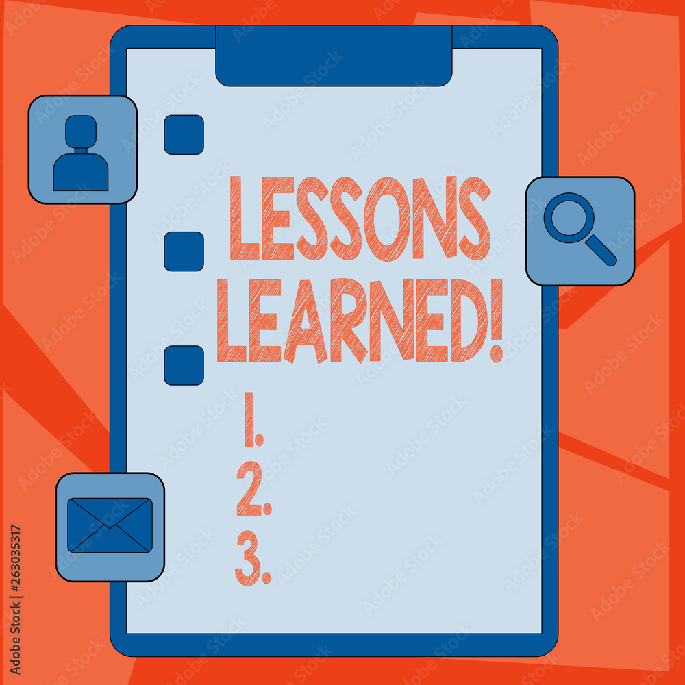 Handwriting text Lessons Learned. Conceptual photo experiences ...