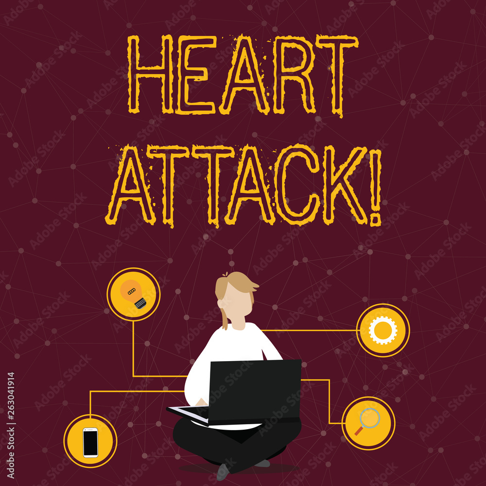 Word writing text Heart Attack. Business photo showcasing sudden ...