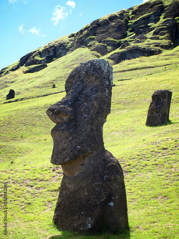 Moai, Stone Head Sculpture in Rapa Nui, Easter Island, Chile. Stock ...