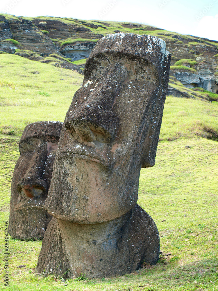 Moai, Stone Head Sculpture in Rapa Nui, Easter Island, Chile. Stock ...