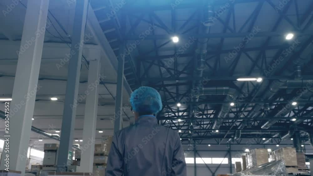 Vidéo Stock Shot of Female Industrial Worker Walking Through ...