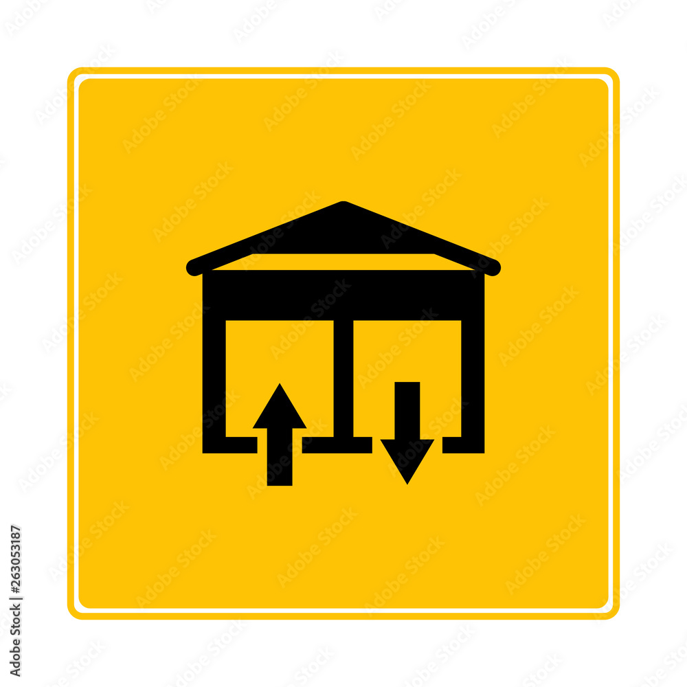 FIFO, first in first out, warehouse system icon in yellow background ...