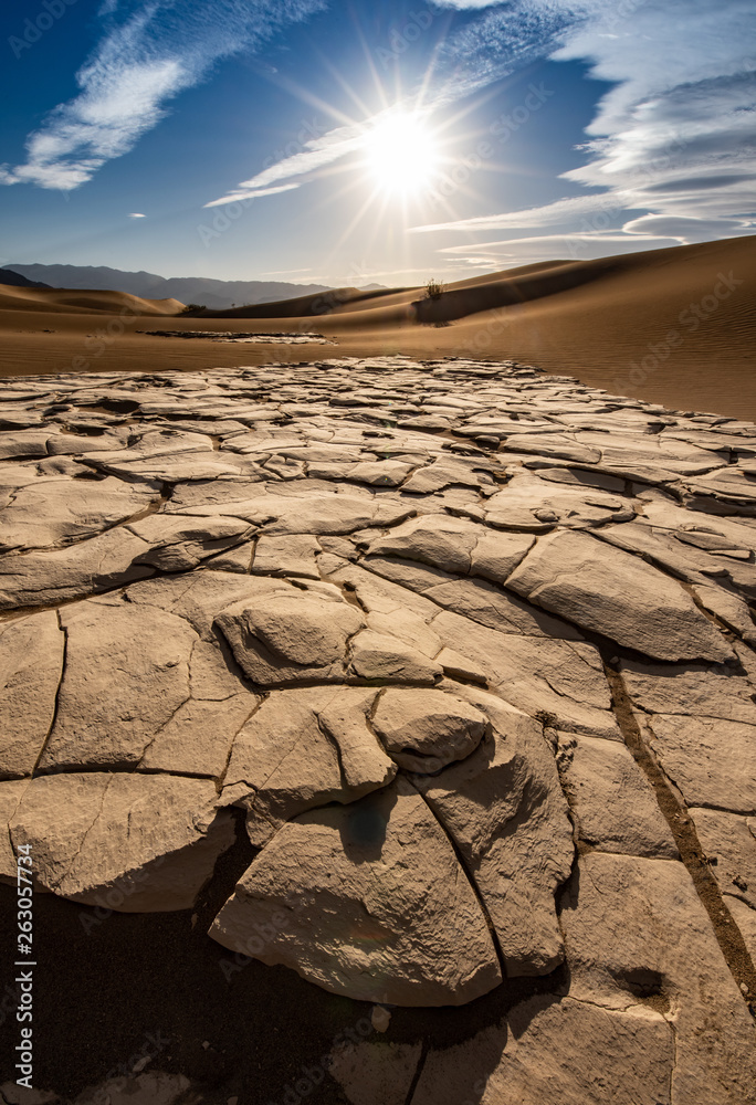 Death Valley National Park during a hot morning. The unique weather ...