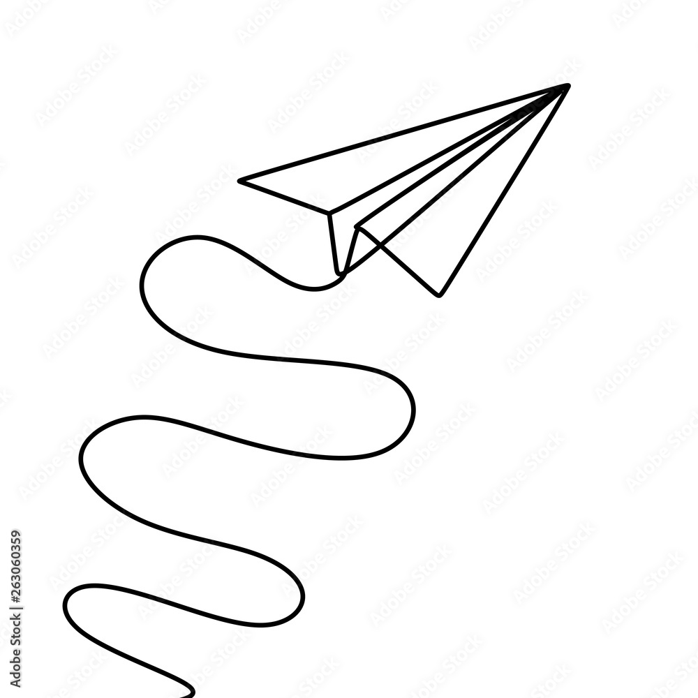 Continuous line drawing of paper plane craft minimalism style Stock ...