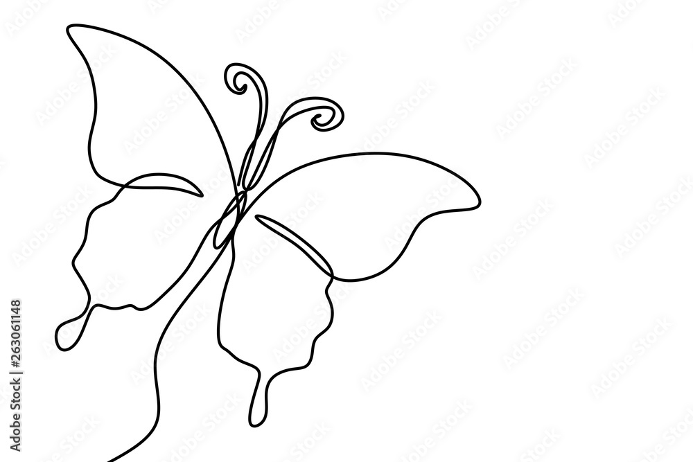 Butterfly one line drawing minimalism design Stock Vector | Adobe Stock