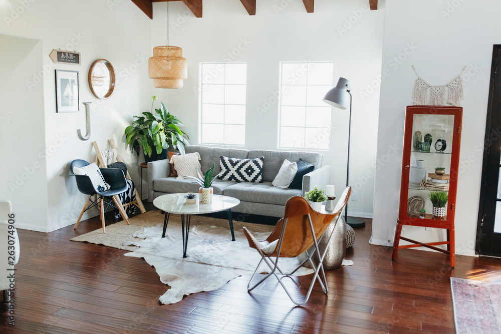 Interior of empty living room in modern home Stock Photo | Adobe Stock