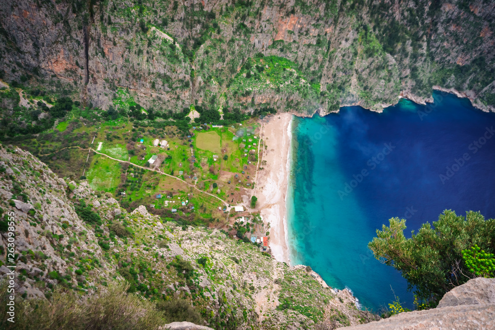 Amazing beach of the Butterfly Valley, Fethiye, Oludeniz, Mugla, Turkey. Lycian way. Summer and ...