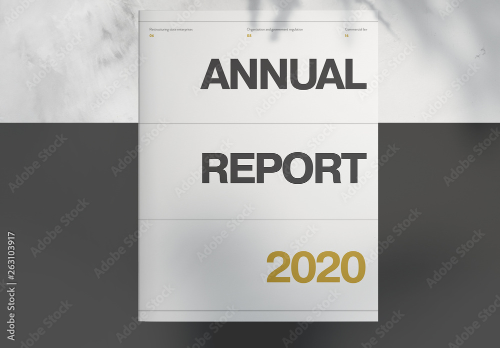 Annual Report Layout with Gold Accents Stock Template | Adobe Stock