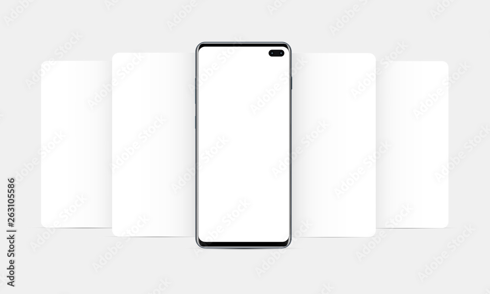 Modern cellphone with blank app screens mockup. Wireframing screens ...