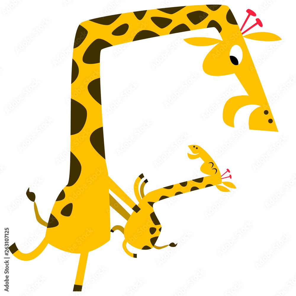 Giraffe mom and giraffe kid dancing Stock Illustration | Adobe Stock