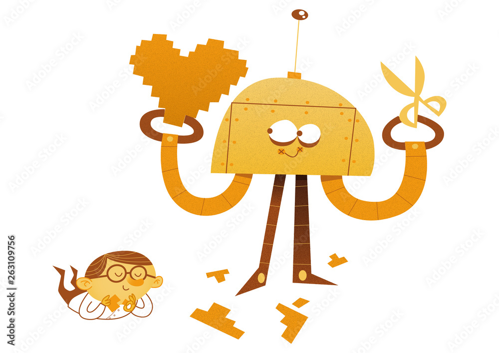Helpful Robot for Kids Stock Illustration | Adobe Stock