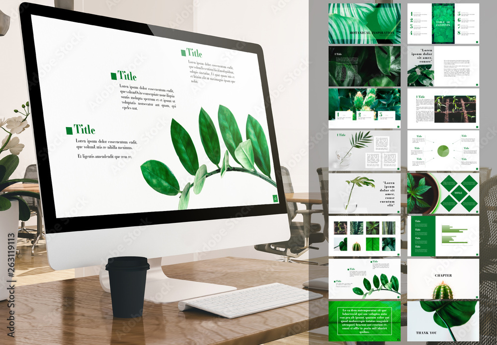 Presentation Layout with Green Accents Stock Template | Adobe Stock