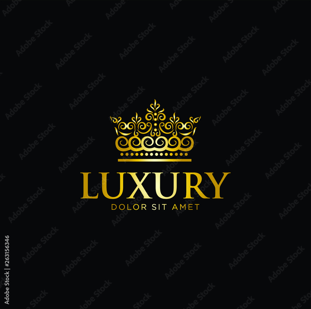 Golden crown logo abstract design . Royal Crown Logo Design . Vintage ...