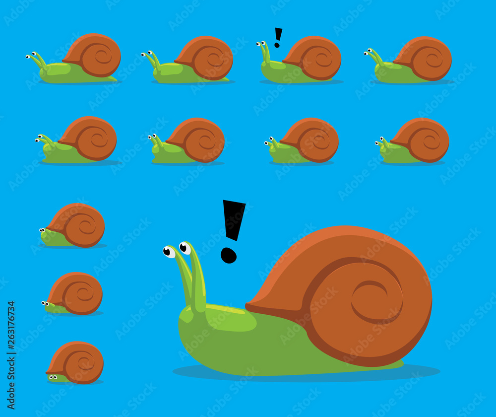 Animal Animation Sequence Snail Shell Hiding Cartoon Vector Stock ...